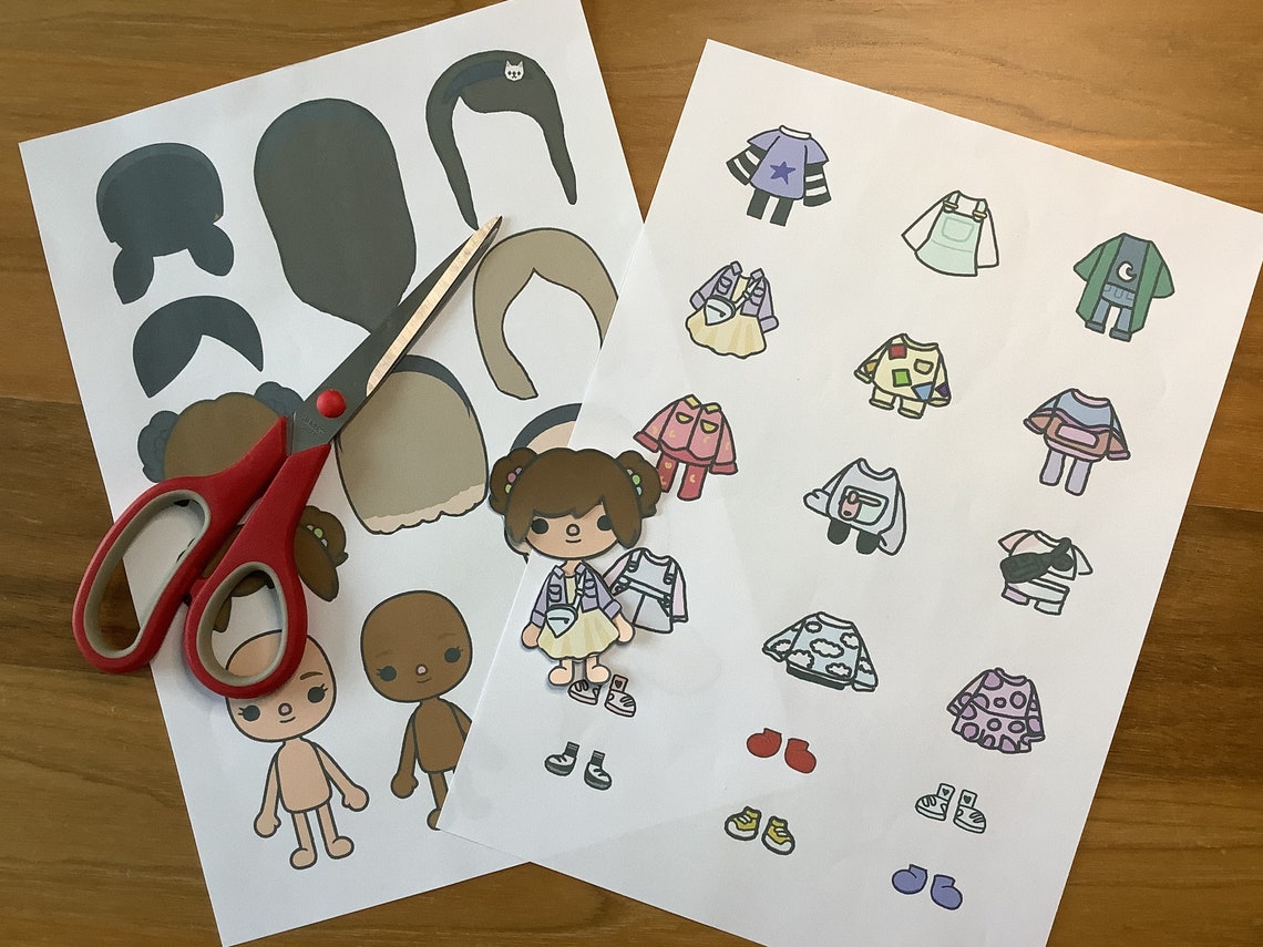 Toca Boca Paper Doll With Clothes and Shoes / Quiet Book Pages ...