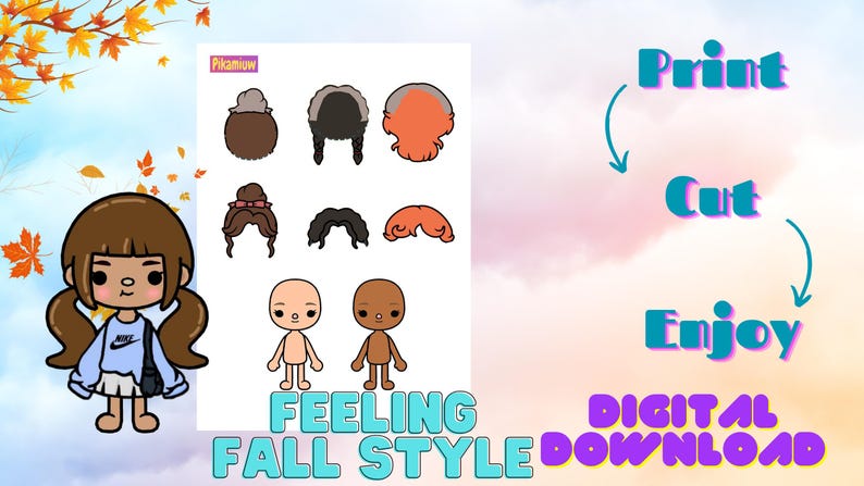 Toca Boca Paper Doll, Feeling Fall Style Clothes (digital Download) - Etsy