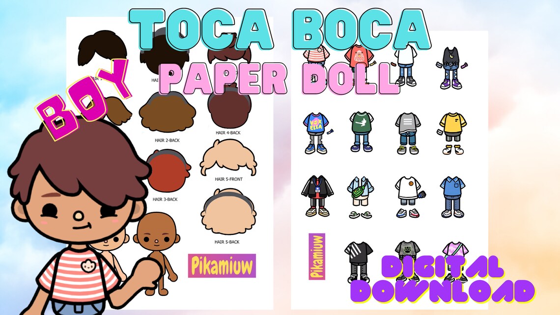 Toca Boca Boy Paper Doll With Clothes and Shoes / Quiet Book Pages ...