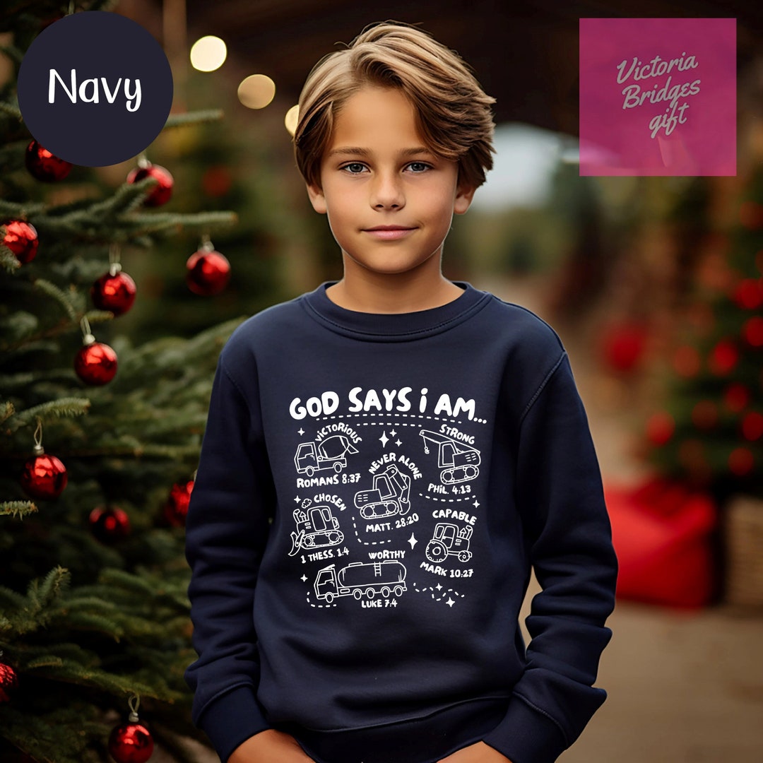 God Says I Am Boys Truck Sweatshirt Christian Kids - Etsy UK