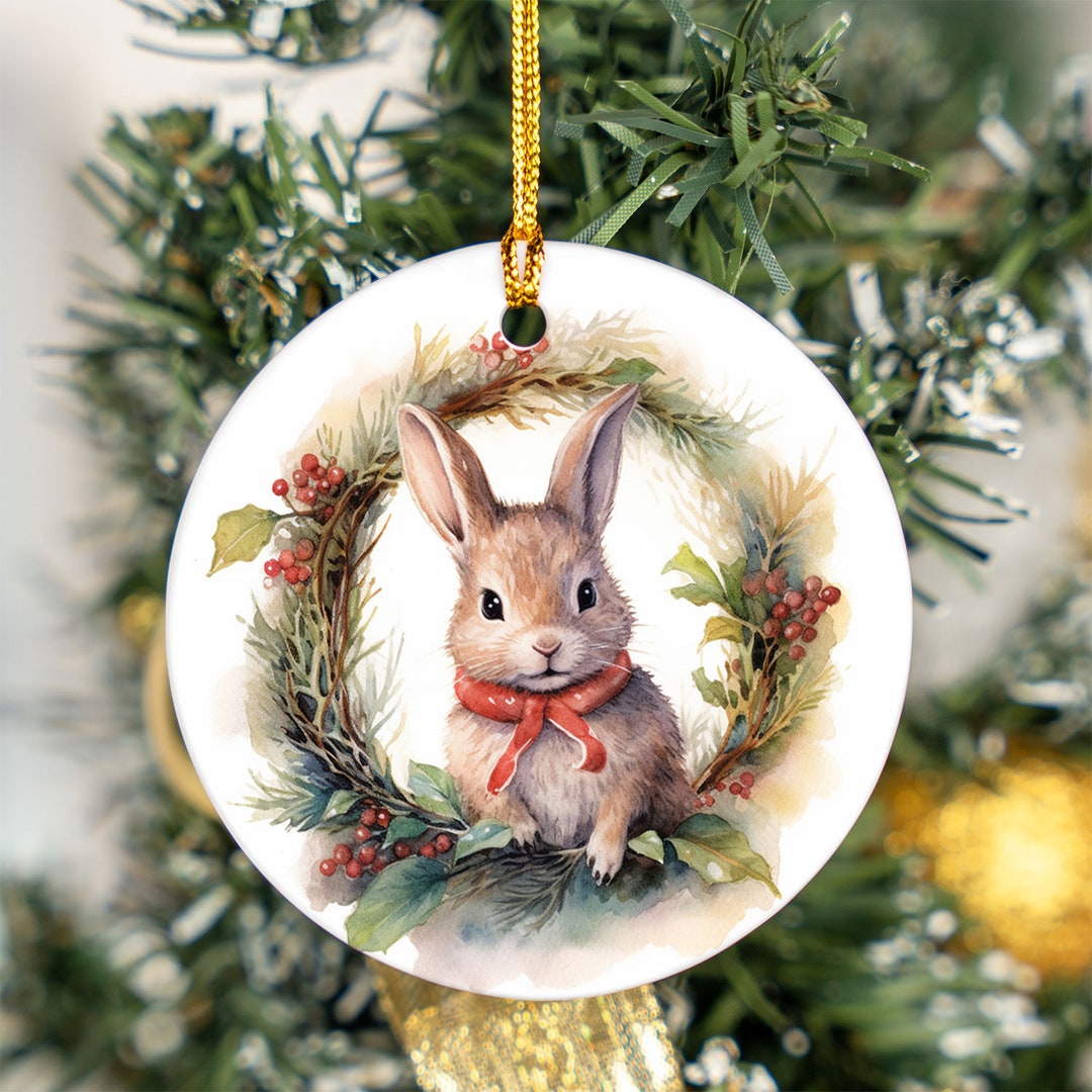 A Christmas Decorated Bunny Christmas Ornament Tree Decor - Etsy