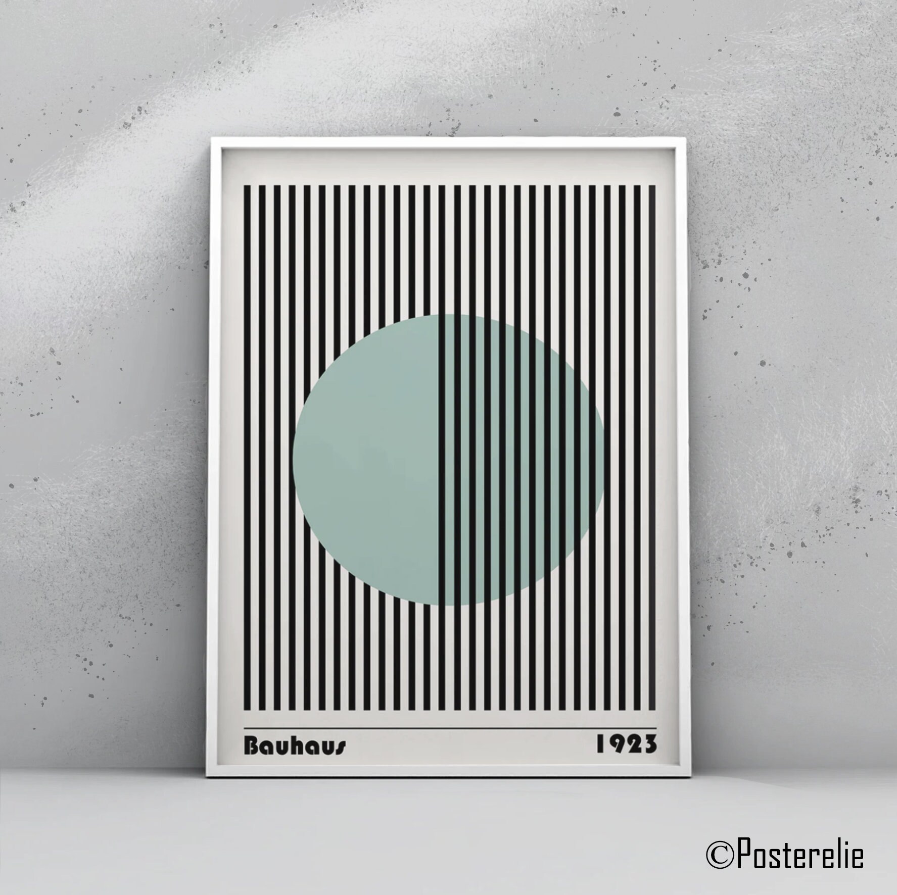 BAUHAUS Blue Circle With Lines Print Wall Art Minimalistic Poster ...