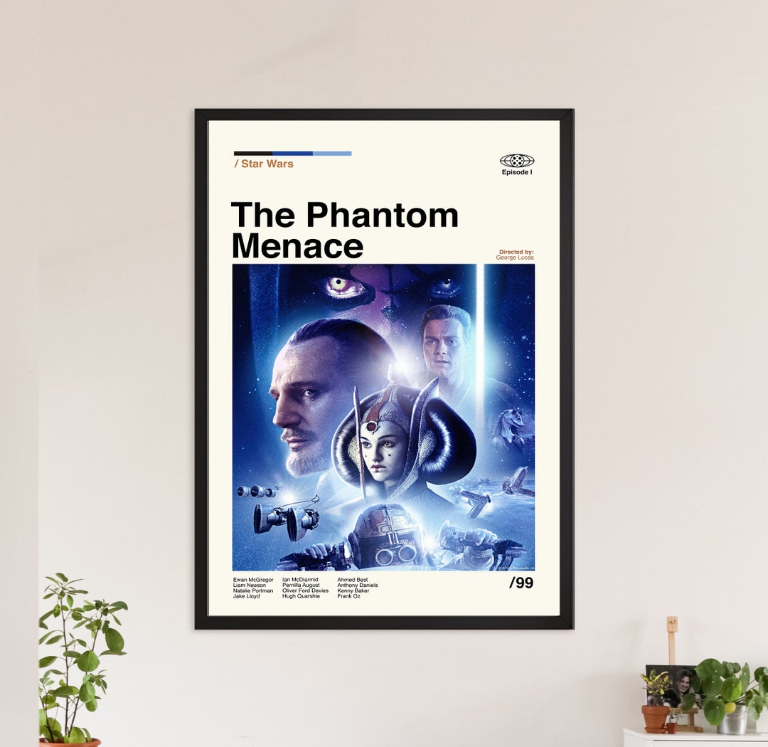 The Phantom Menace Poster, Star Wars Poster, Movie Poster, Mid Century ...