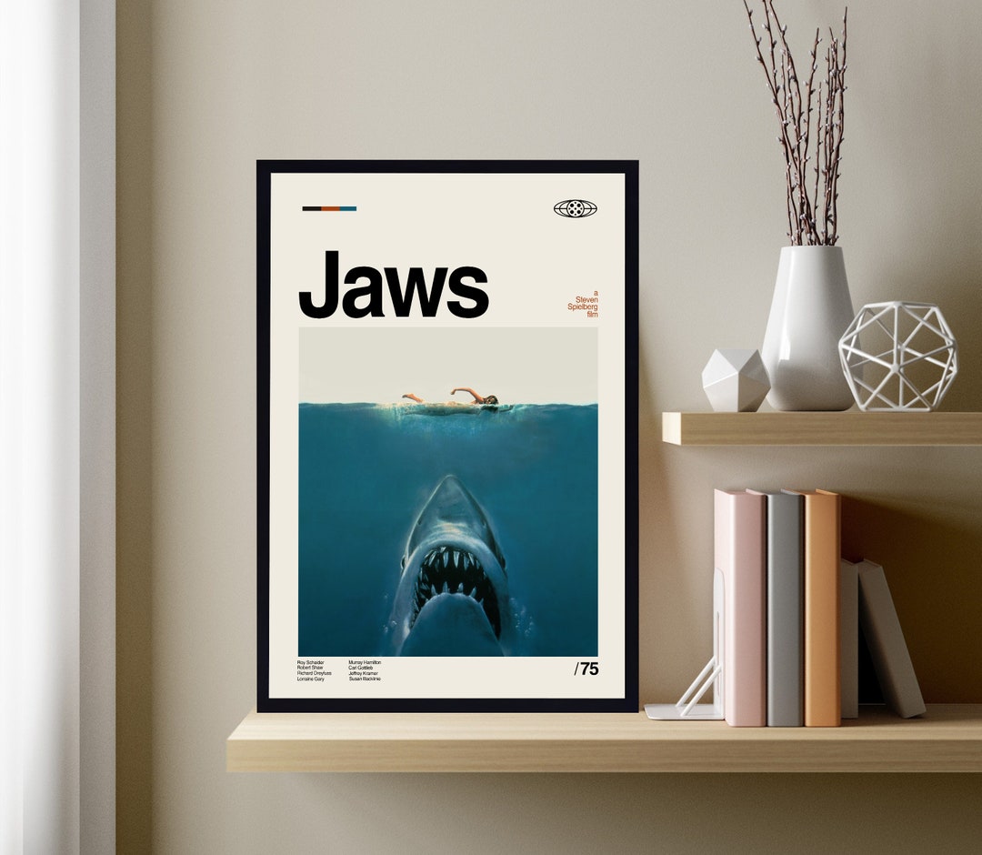 Jaws Poster, Jaws Movie Poster, Midcentury Art, Minimalist Art, Vintage ...