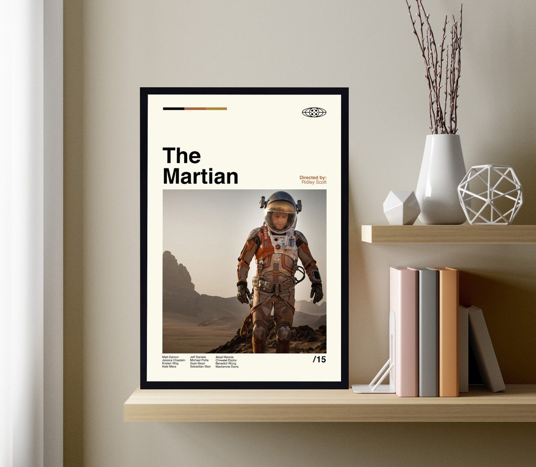 The Martian Poster, the Martian Movie Print, Midcentury Art, Minimalist ...