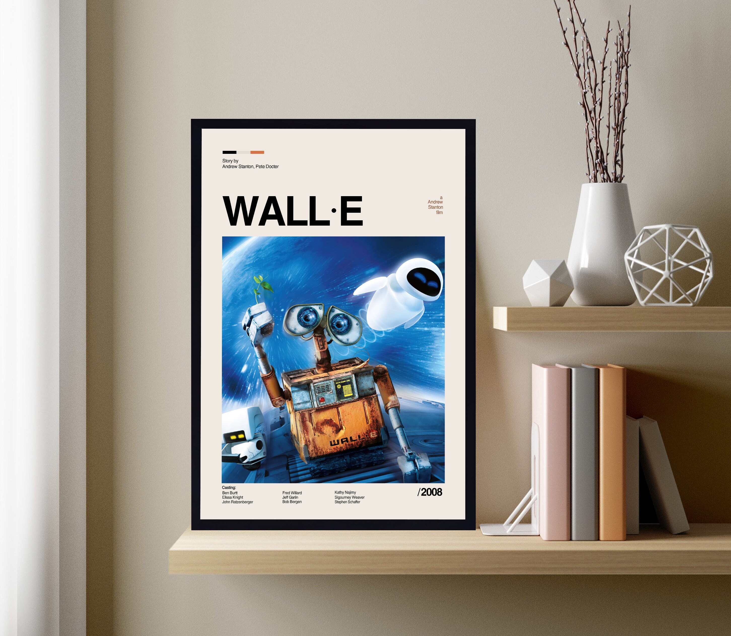 Wall-e Poster, Wall E Movie Poster, Wall E Print, Midcentury Art ...