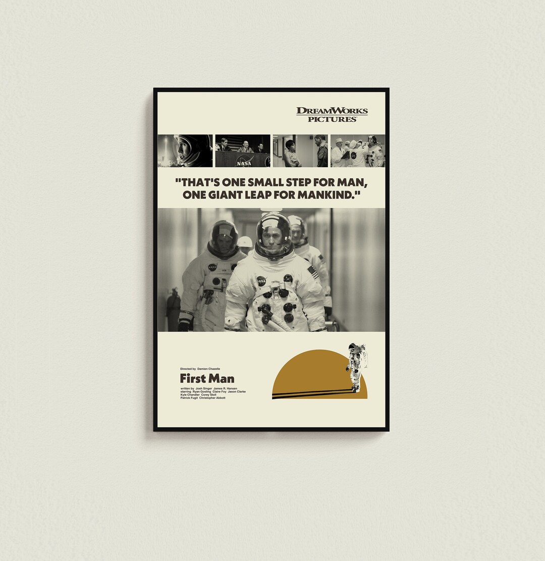 First Man Poster, Damien Chazelle, Retro Movie Poster, Modern Poster ...