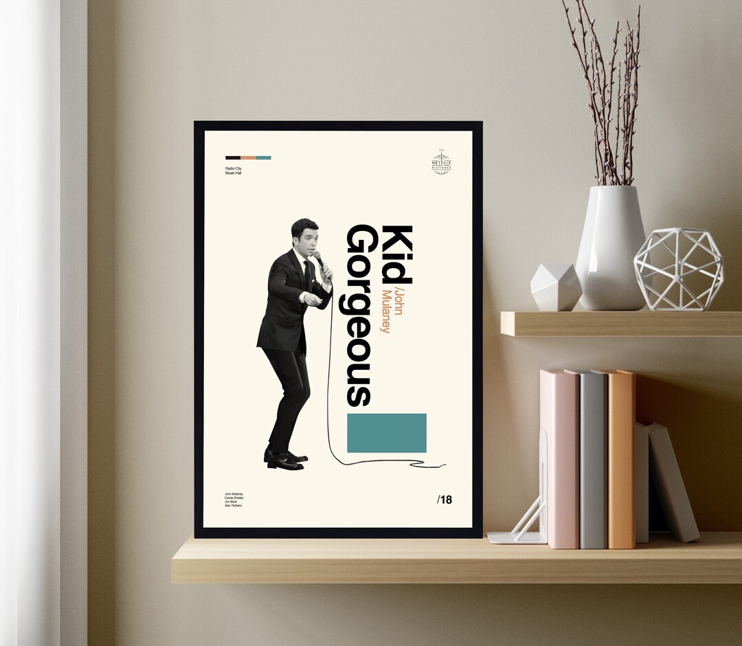 Kid Gorgeous John Mulaney Poster, Kid Gorgeous Poster, Midcentury Art ...