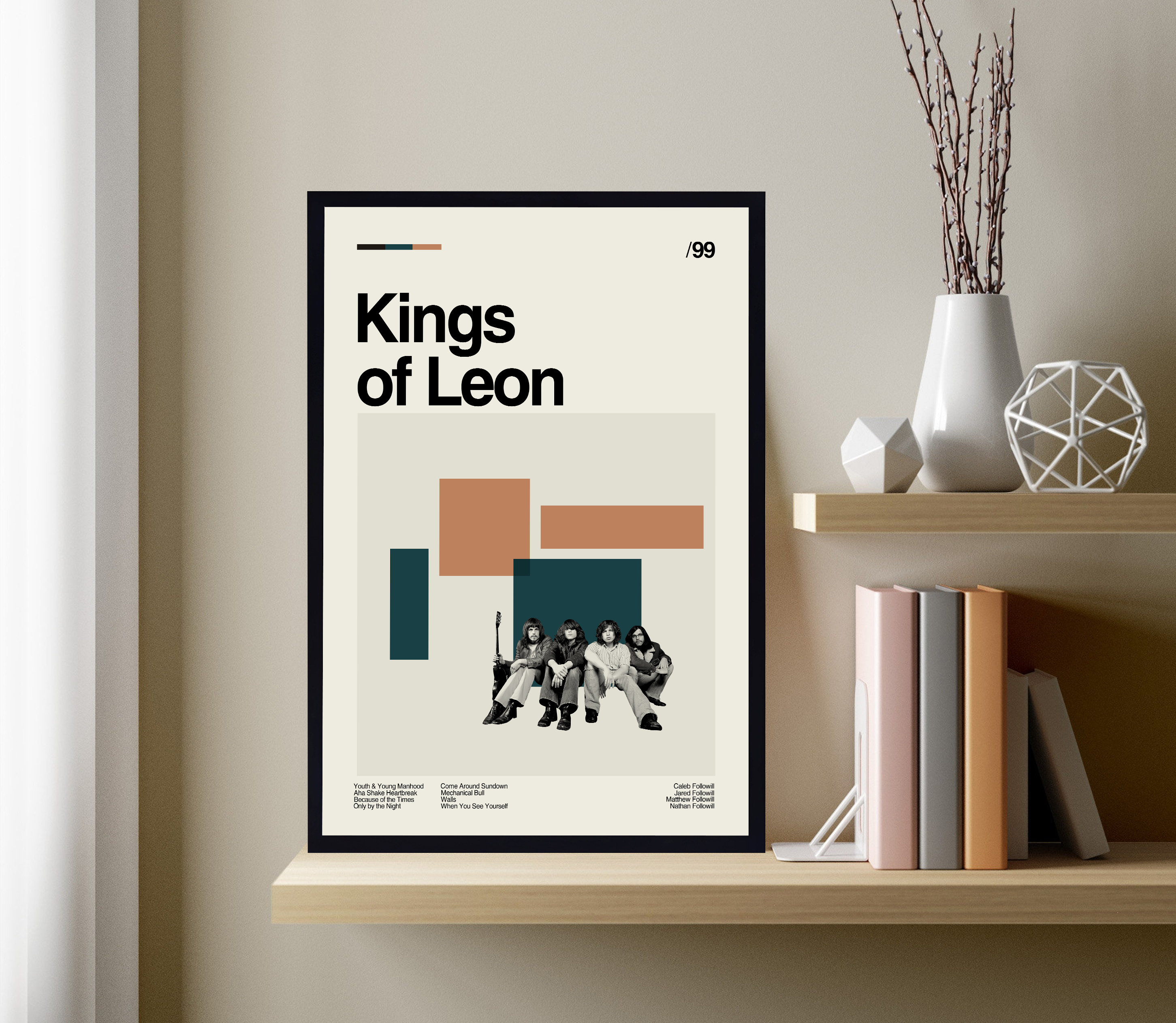 Kings of Leon Poster, Kings of Leon Print, Midcentury Art, Minimalist ...