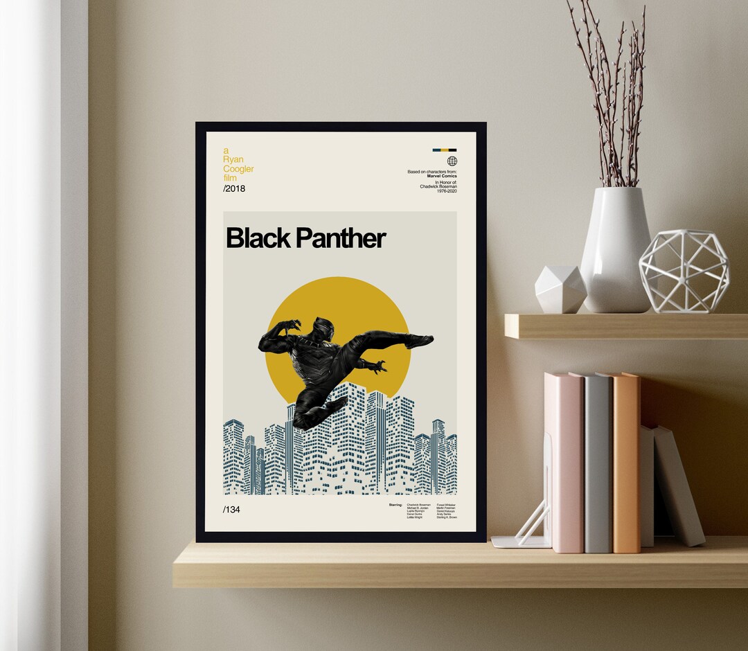 Black Panther Poster, Marvel Poster, Black Panther Print, Mobie Poster ...