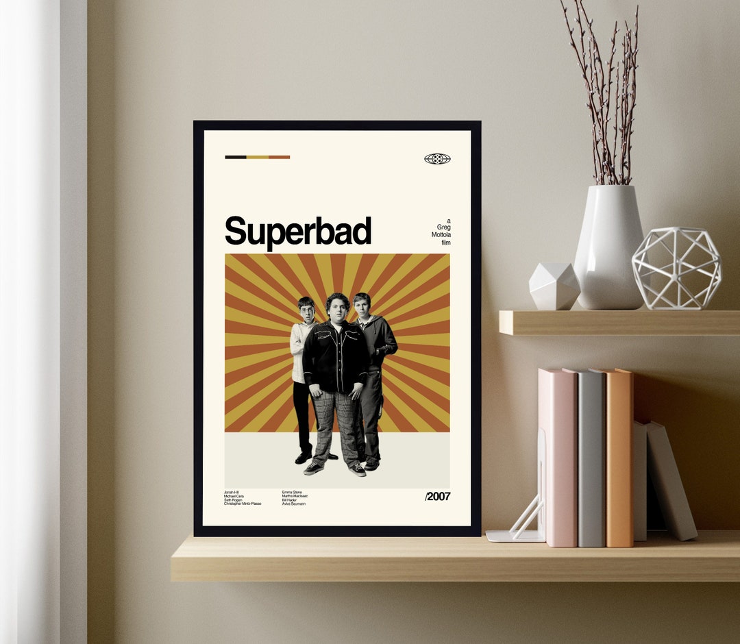 Superbad Poster, Superbad Print, Movie Poster, Midcentury Art ...