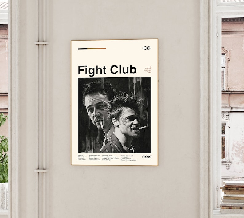 Fight Club Poster, Fight Club Movie Poster, Retro Movie Poster, Vintage ...