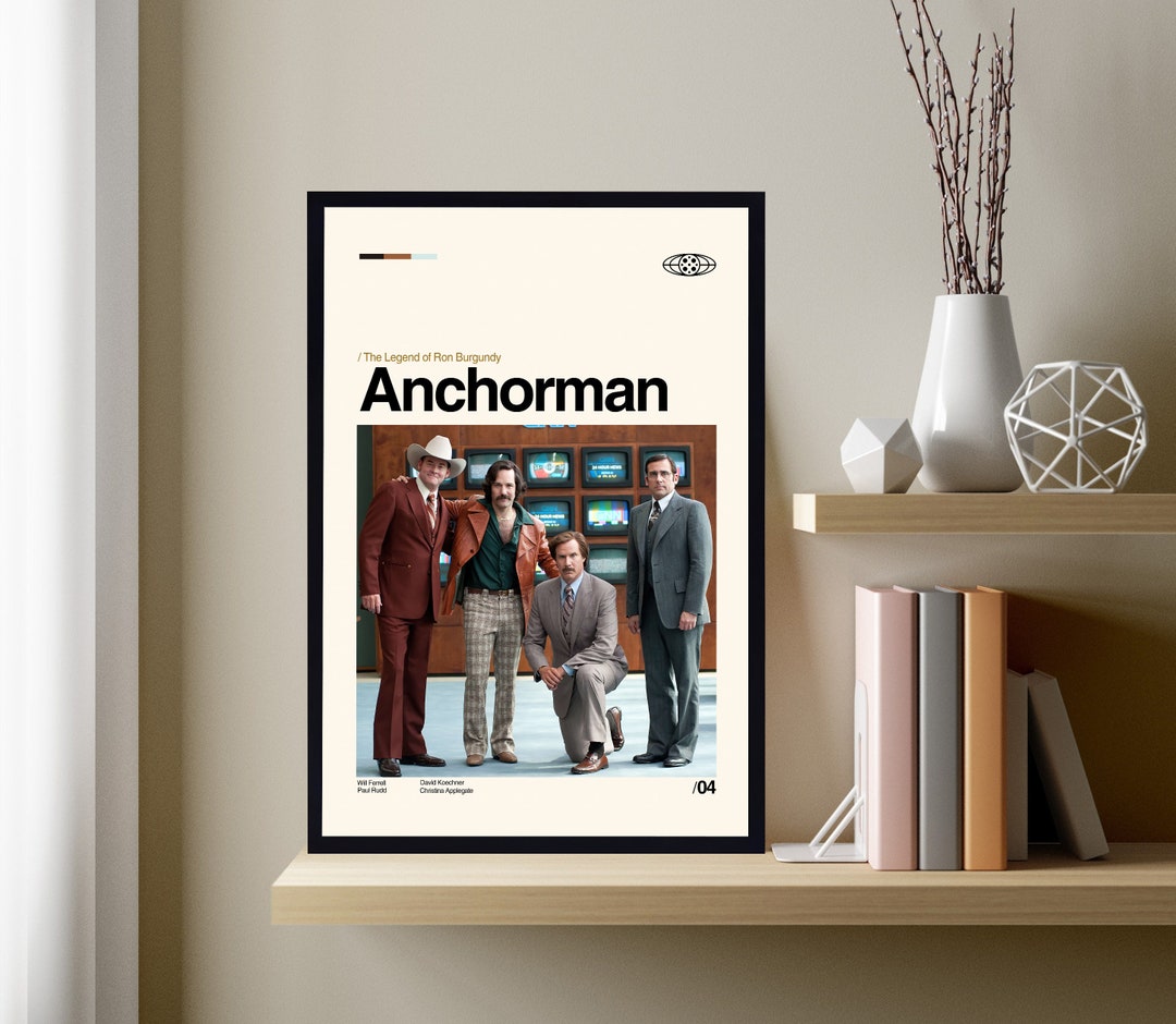 Anchorman Poster, Anchorman Print, Midcentury Art, Movie Poster ...