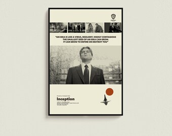 Inception Christopher Nolan Minimalist Movie Poster, Movie Art, Vintage ...