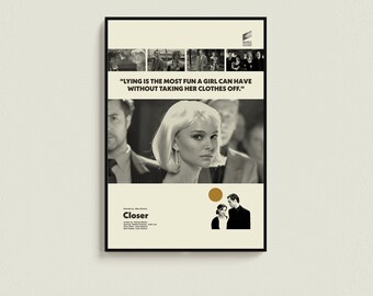 Closer Movie Poster, Closer Poster, Mike Nichols, Retro Poster ...