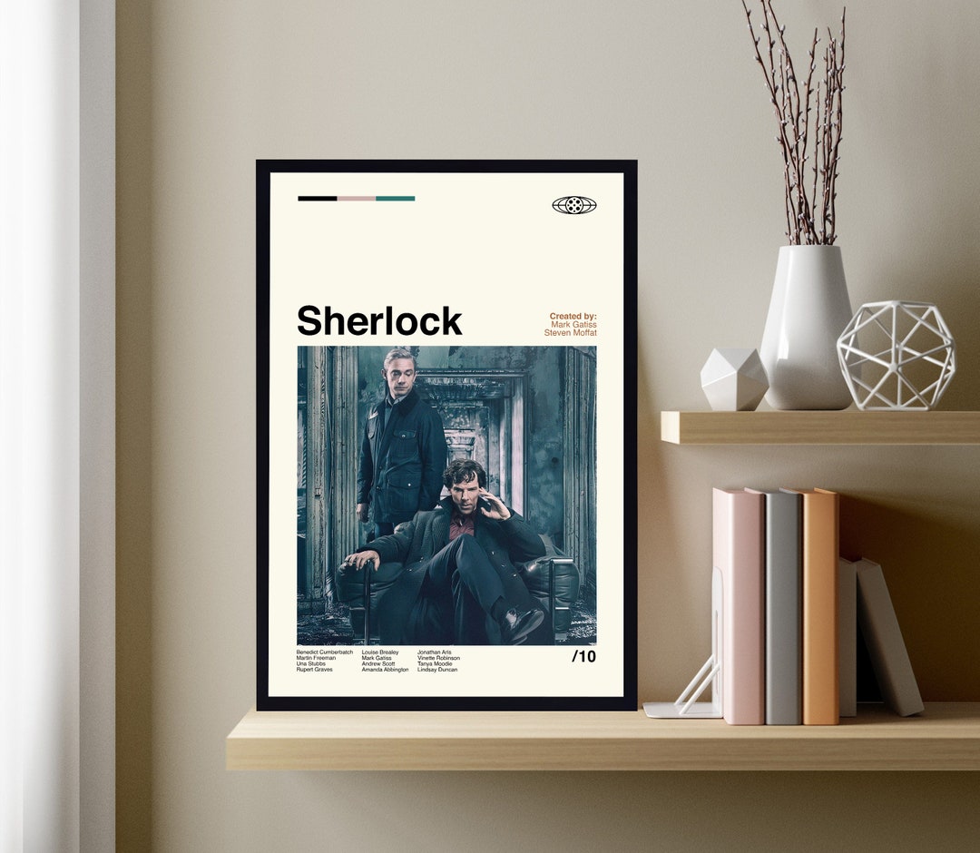 Sherlock Movie Poster, Sherlock Poster, Midcentury Print, Movie Print ...