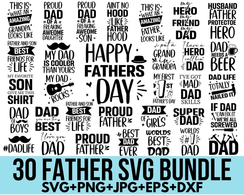 30 Fathers Day Svg Bundle Dad Quotes Svg Dad Svg Father - Etsy