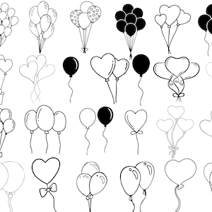 Balloon Svg Bundle, Balloon Bunch Png, Balloons Clipart, Birthday ...