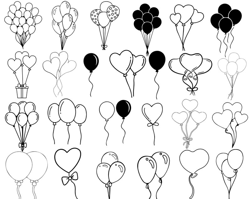 Balloon Svg Bundle, Balloon Bunch Png, Balloons Clipart, Birthday ...