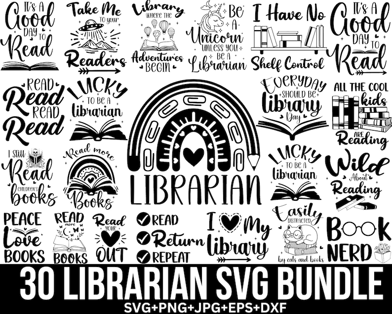 Librarian Svg Png Bundle, Book Quotes Svg, Book Lovers Svg, Book Svg ...