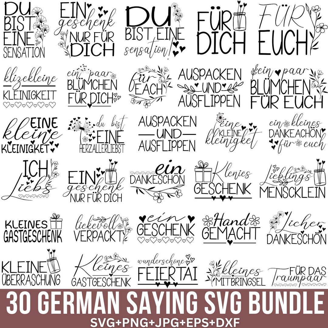 German Sayings Plotterdetai Svg Bundle, German Lettering Svg ...