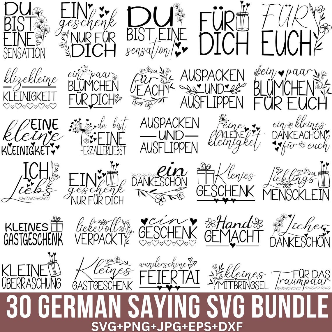 German Sayings for Bags SVG Bundle, German Lettering Svg, Plotterdatei ...