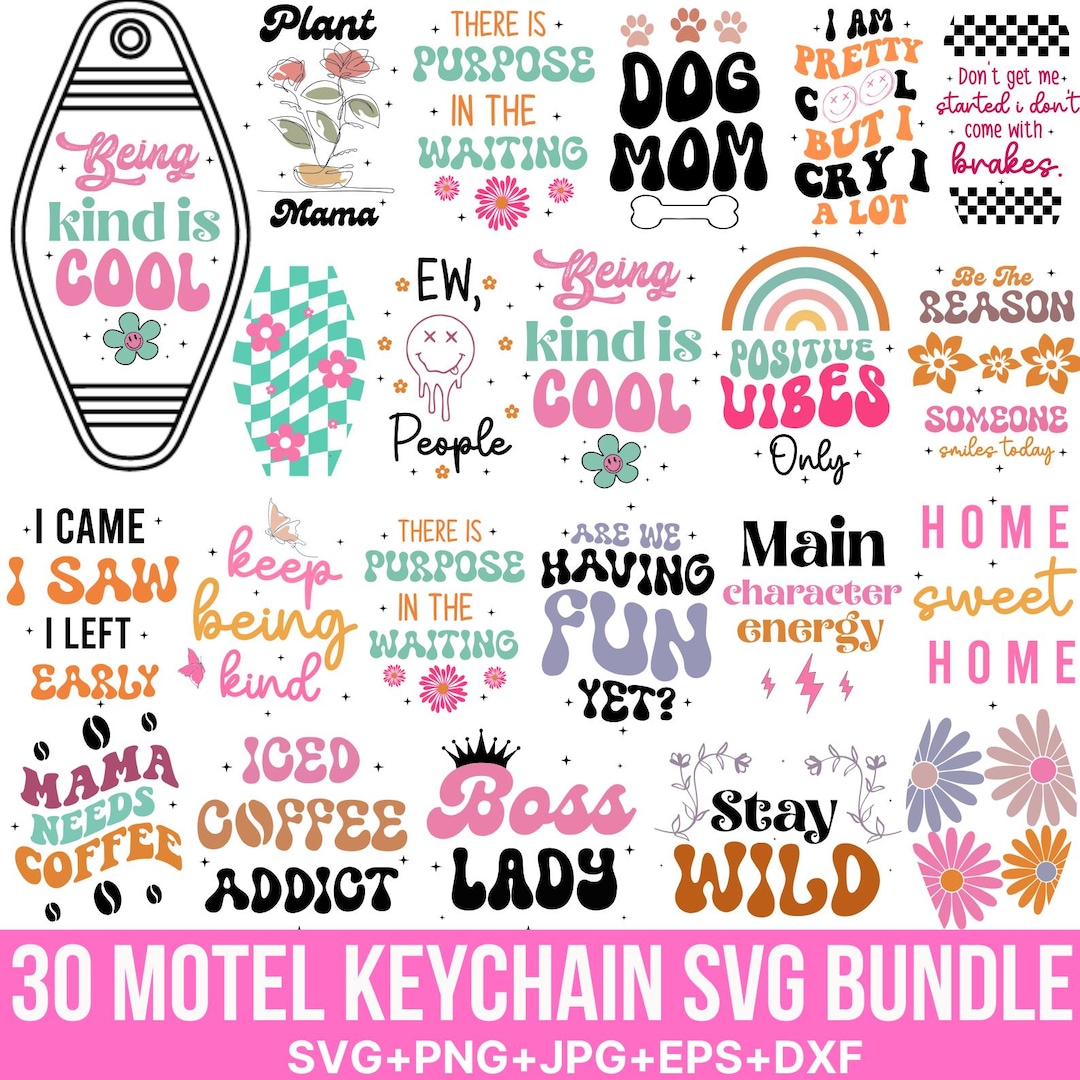 Motel Keychain Svg Png Bundle, Keychain Quotes, Groovy Svg, Retro ...