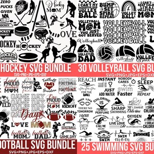 Mega Sport Svg Bundle, Football Svg, Volleyball Svg, Hockey Svg ...