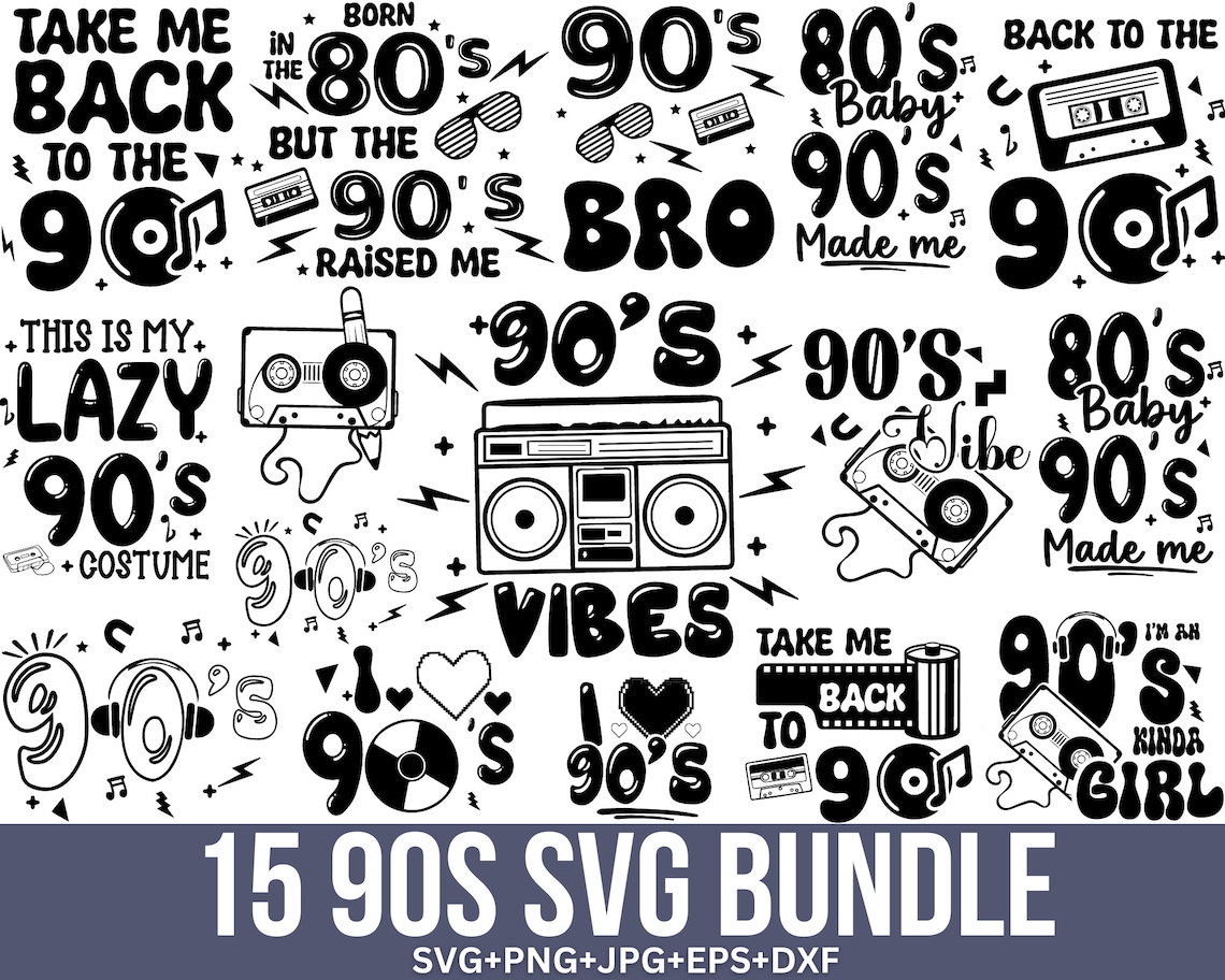 90s Svg Bundle, 90's Party Svg, 90s Vibe, 90s T Shirt Designs Svg ...