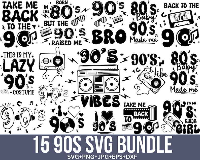 90s Svg Bundle, 90's Party Svg, 90s Vibe, 90s T Shirt Designs Svg ...