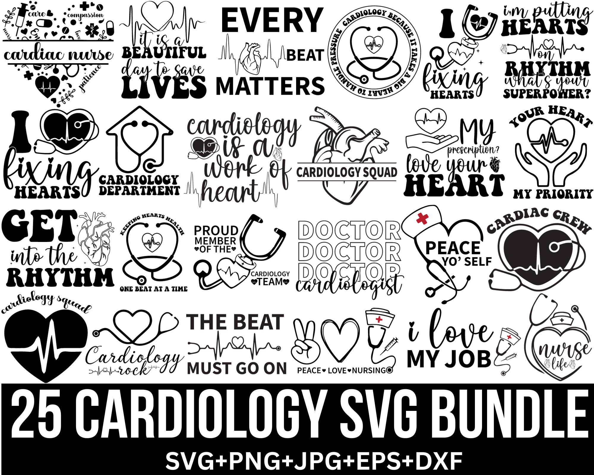 Cardiology Svg Bundle, Nurse Quotes Svg, Heart Svg, Flower Heart Svg ...