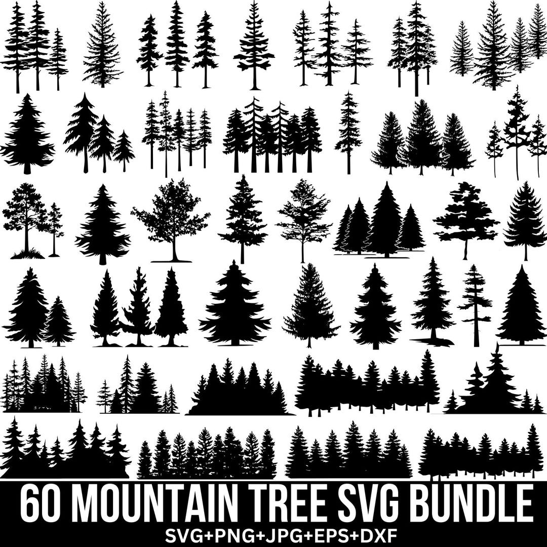 Mountain Forest SVG Bundle, Forest Tree Svg, Forest Svg, Tree Line Svg ...