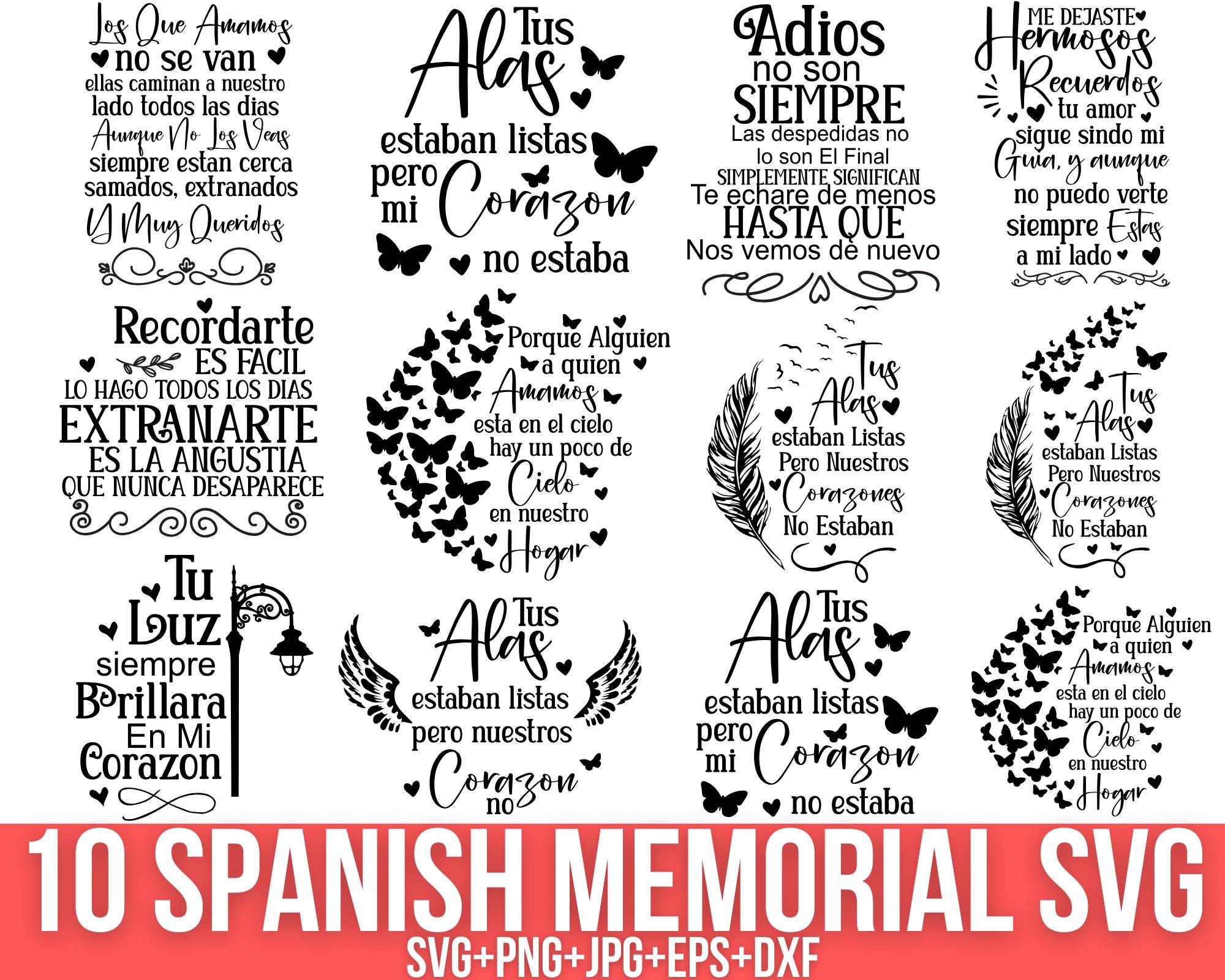 Spanish Memorial Svg Bundle, Tus Alas Estaban Listas, Memorial Quotes ...