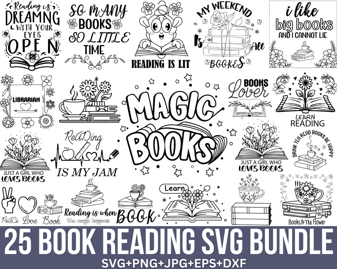 Reading Book Svg Bundle, Book Quotes Svg, Book Lover Svg, Floral Book ...