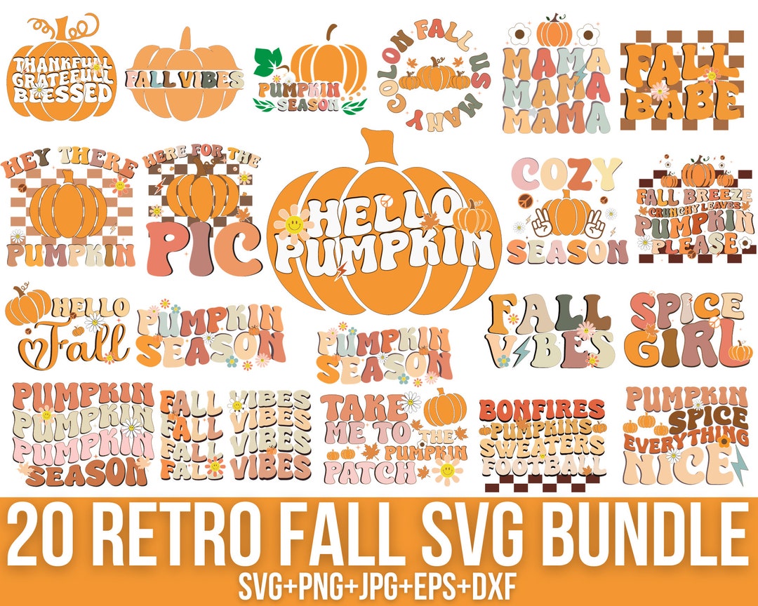 Retro Fall SVG Png Bundle, Thanksgiving Svg, Trendy Svg, Pumpkin Season ...