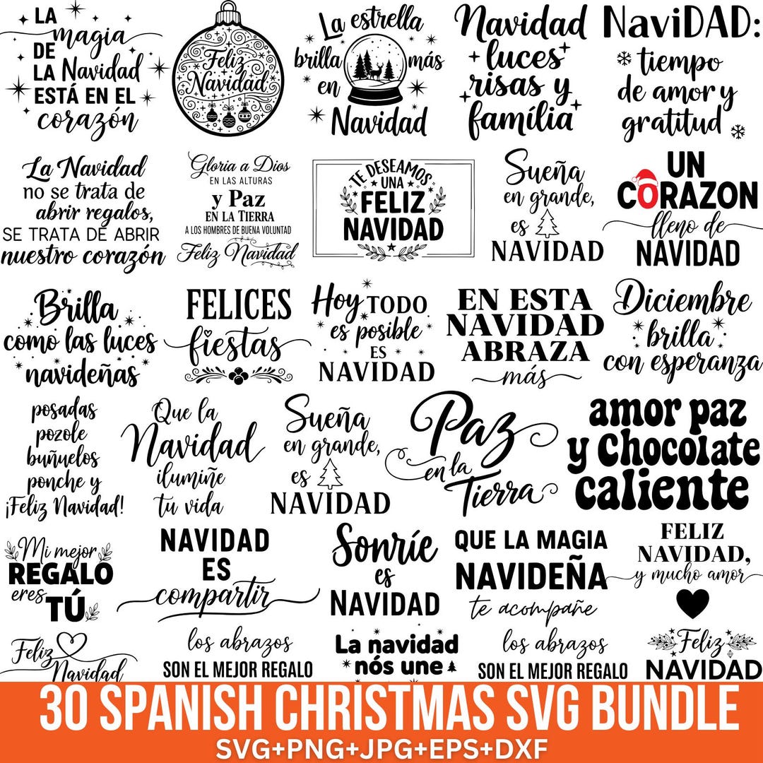 Feliz Navidad SVG Bundle, Navidad Español Svg, Feliz Navidad Png ...