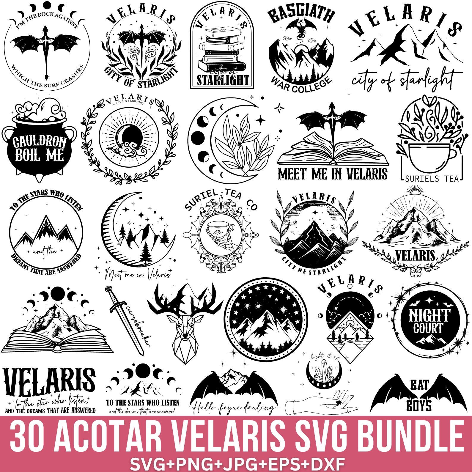 Acotar Velaris Svg Png Bundle, Court of Thorns and Roses Svg, Fourth ...