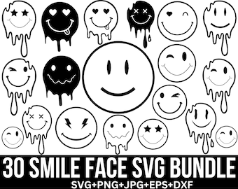 Smiley Face SVG Bundle, Smiley Face SVG, Smile SVG, Trippy Svg, Svg ...