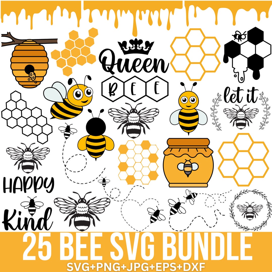 Bee Svg Bundle, Bee Png, Queen Bee Svg, Bumble Bee Svg, Honey Bee Svg ...