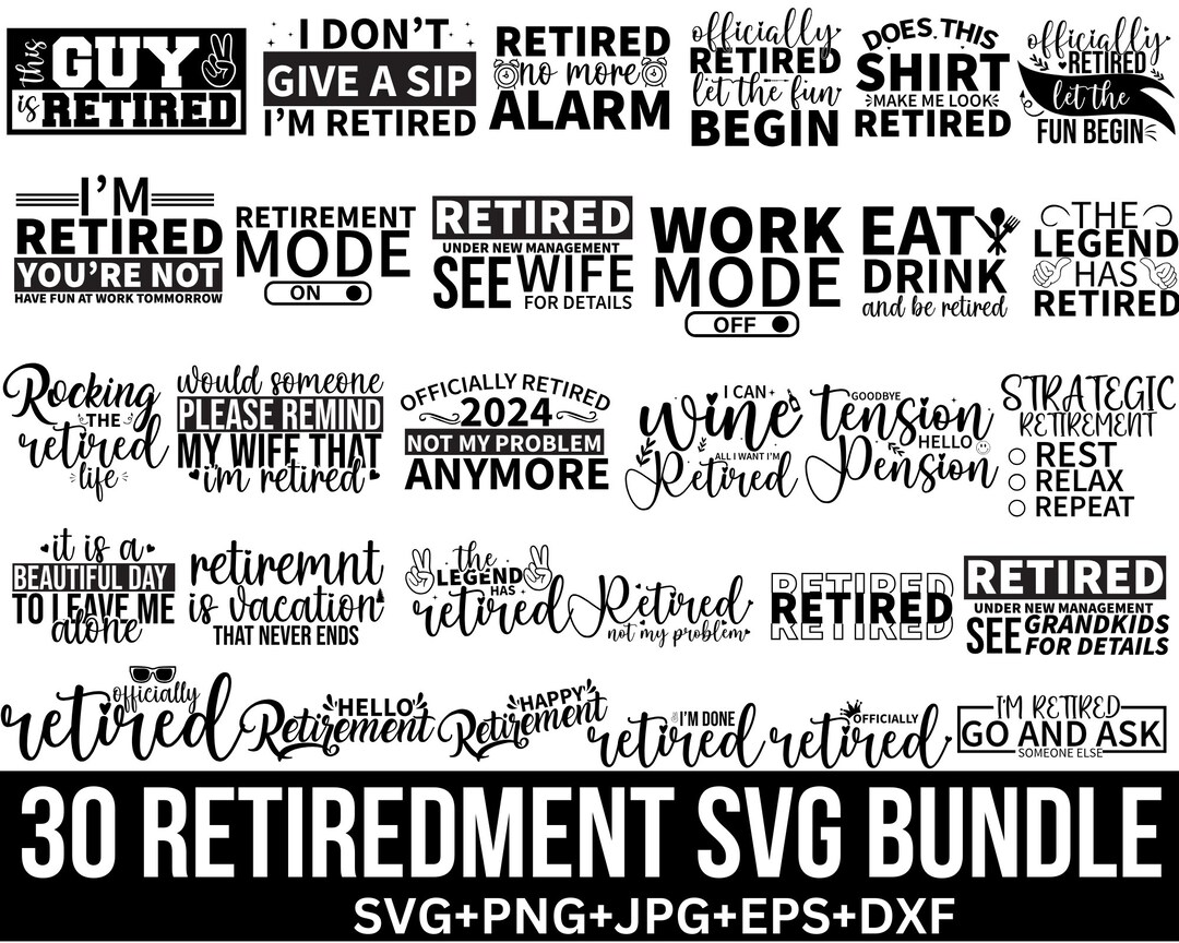 Retirement Svg Bundle, Engraving File Svg, Officially Retired Svg ...