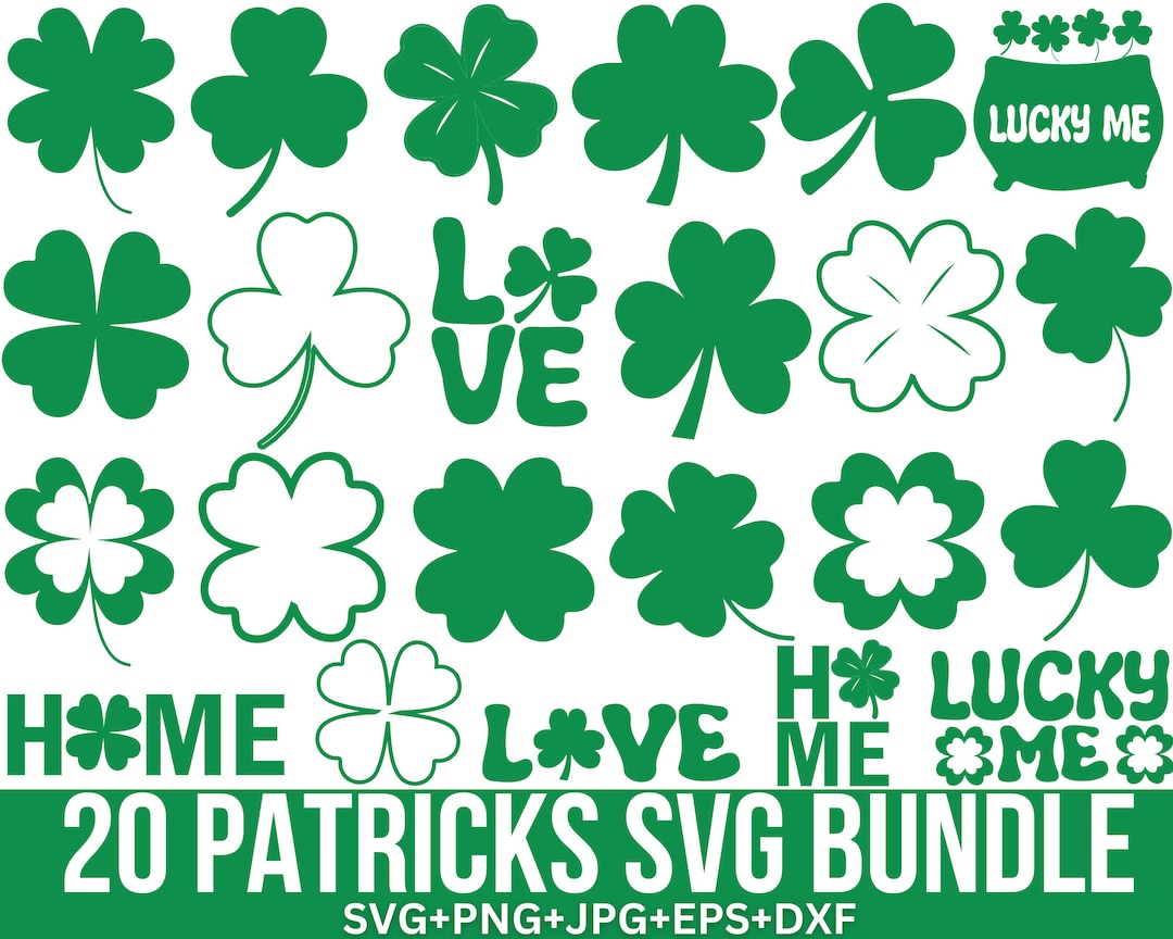 Shamrock Svg Bundle, St Patricks Day Svg, Clover Svg, Lucky Clover Svg ...