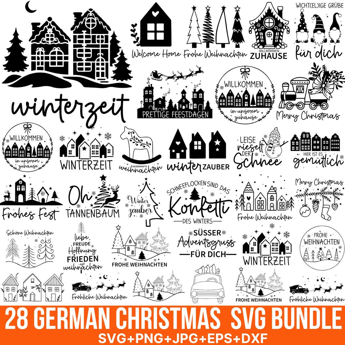 Christmas Plotter File Svg Bundle, Plotterdatei Weihnachten Svg, German ...
