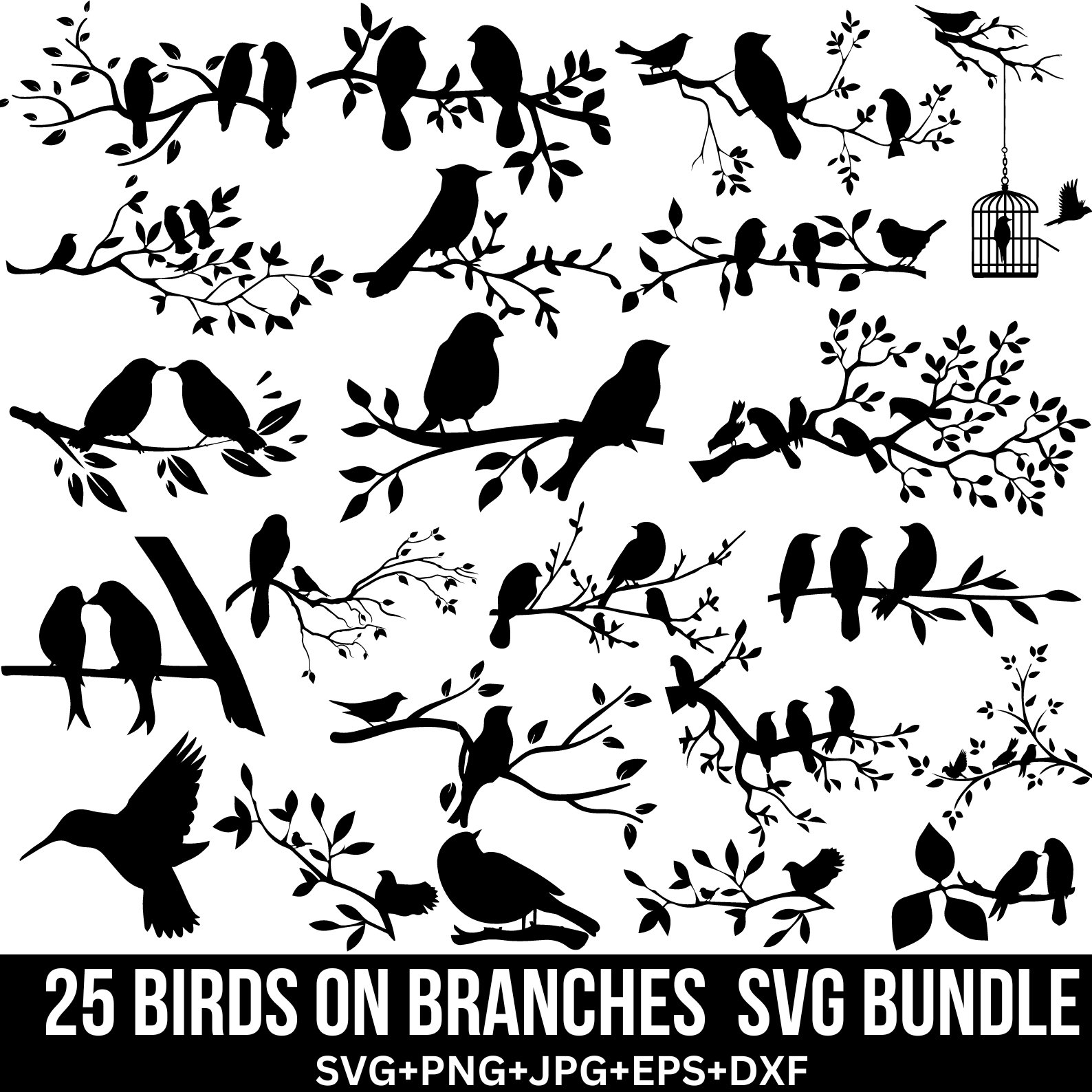Birds on Branches Svg Png Bundle, Bird Svg, Flying Bird Svg, Sparrow ...