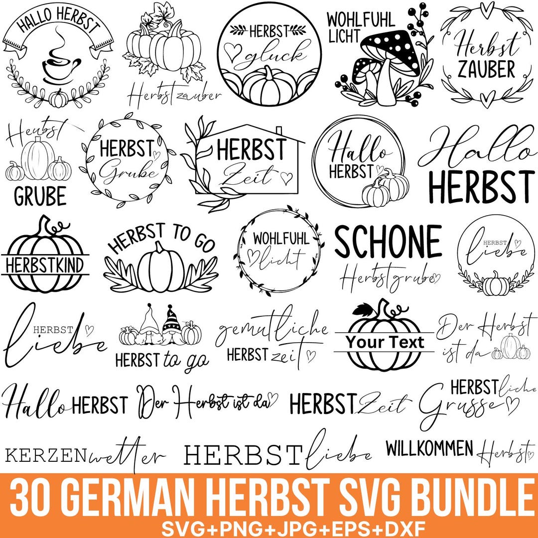 German Autumn Plotter File Svg Bundle, German Herbst Svg, Hello Autumn ...