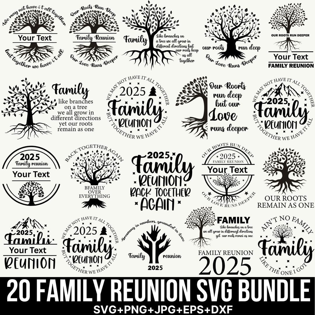 Family Reunion Tree 2025 SVG Bundle, Family Tree Svg, Tree With Roots ...