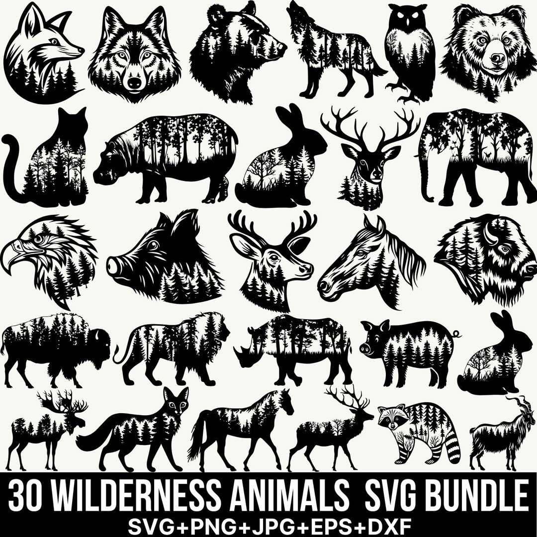 Wilderness Animals Svg Bundle, Animal Svg, Woodland Animal Svg, Deer in ...