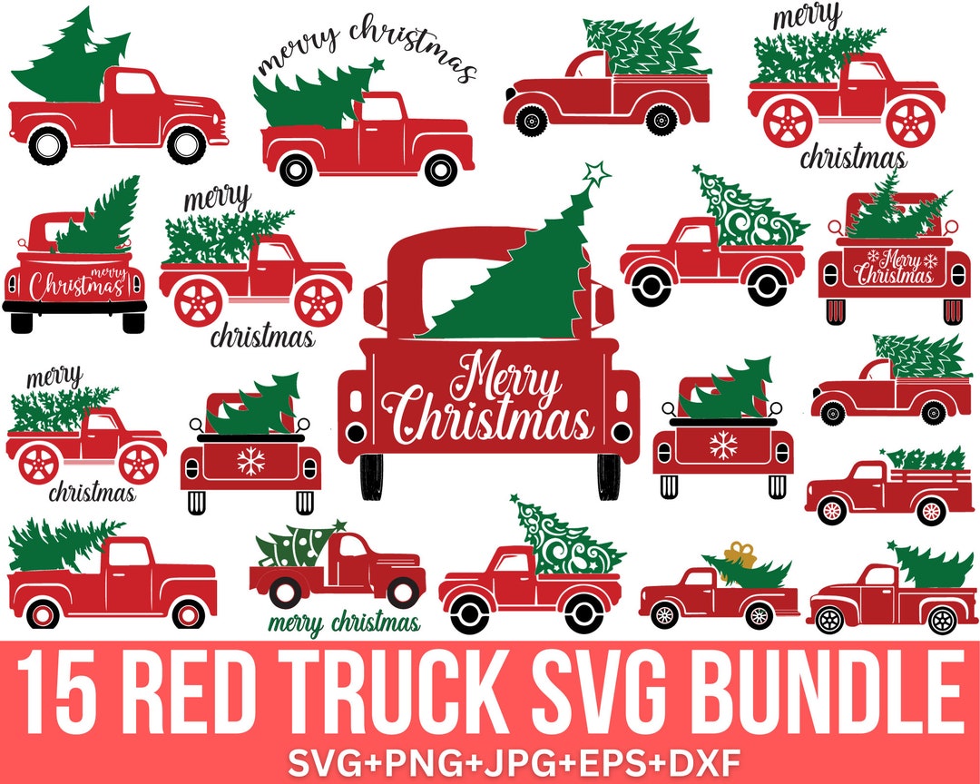 Red Truck Svg Png Bundle, Christmas Truck Svg, Holiday Truck Svg ...