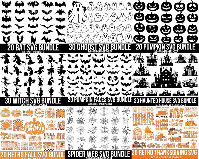 Mega Helloween Svg Png Bundle, Horror Characters, Vintage Halloween ...