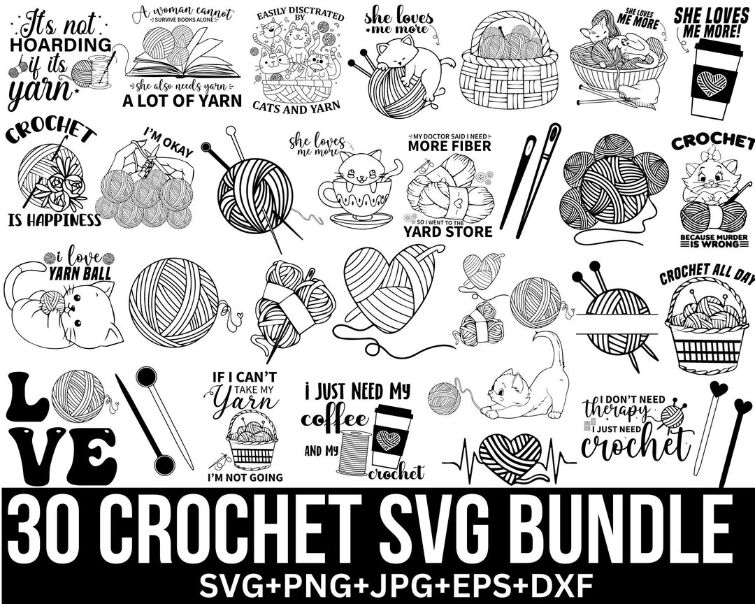 Crochet Svg Bundle, Crochet Quotes Svg, Hook Svg, Yarn Svg, Craft Room ...