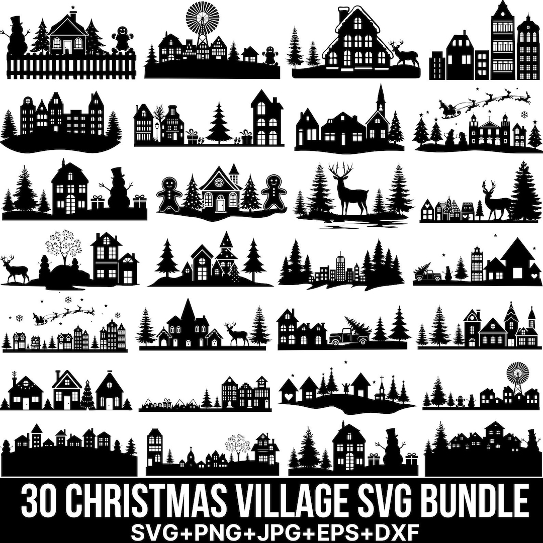 Christmas Villages Svg Bundle, Christmas Town Svg, Glowforge Svg ...